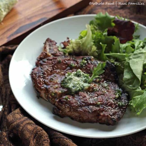Ribeye with Garlic Shallot Compound Butter | My Nourished Home