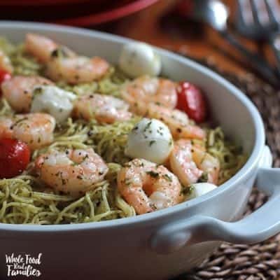 Easy Shrimp Pasta Caprese | My Nourished Home