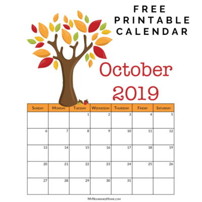 Printable October Calendar | My Nourished Home